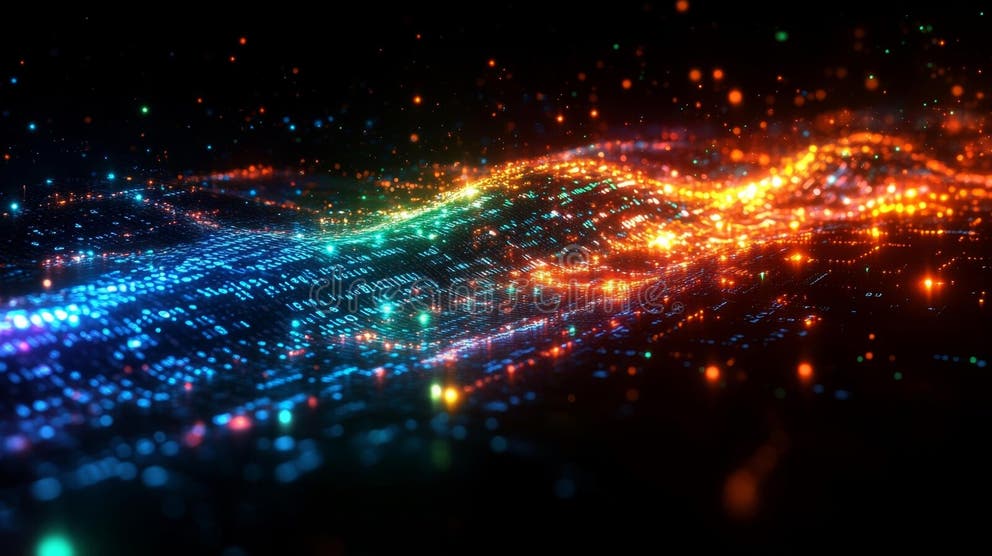 Binary Wave with Colorful Lights Stock Illustration - Illustration of colorful, wave: 359541243