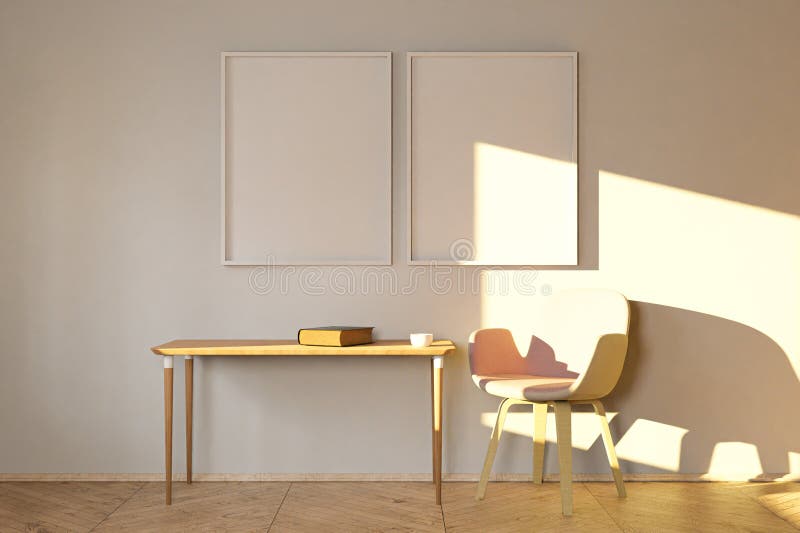 Binary White Poster Mockup Concept Interior Luxury Design 3D Render ...