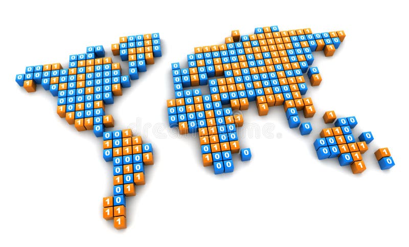 Binary world map stock illustration. Illustration of pattern - 70978896