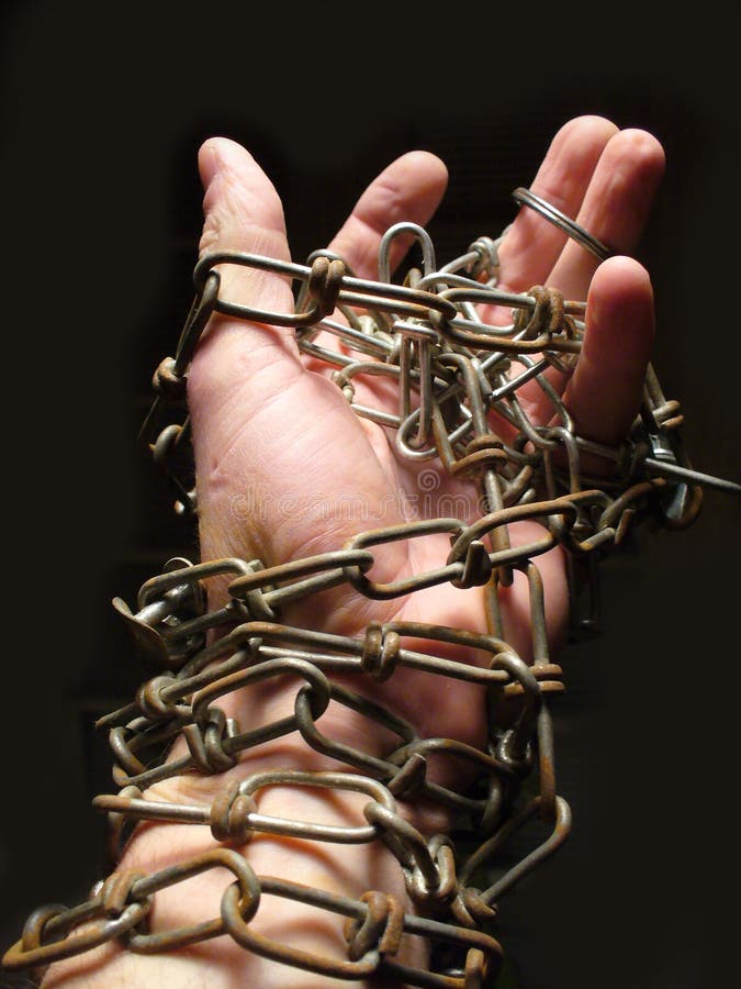 Bind human hand in chains stock image. Image of enchained - 202742409
