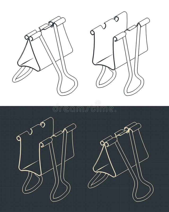 Binder Clip Isometric Blueprints Stock Vector - Illustration of binders ...