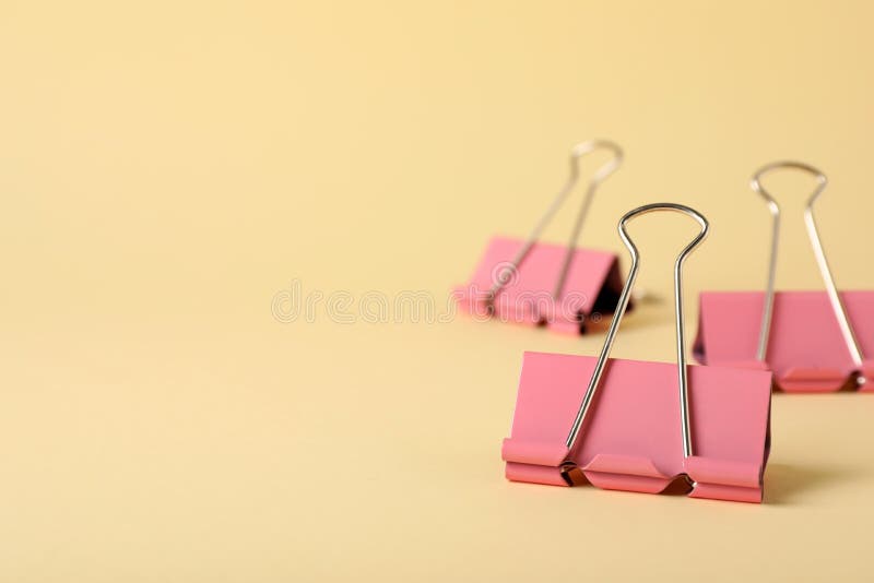 Binder Clips Beige Background Closeup Space Text Stock Photos - Free ...
