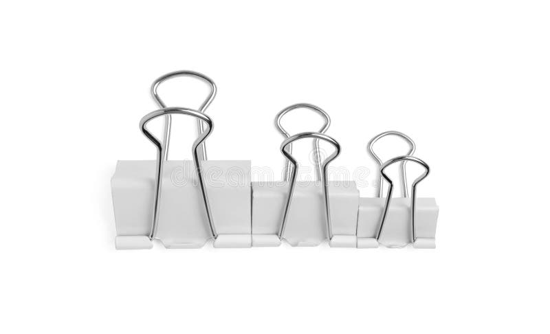 Binder Clips on White Background, Top View. Stationery Item Stock Image ...