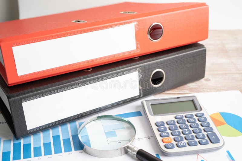 Binder Data Finance Report Business with Graph Analysis in Office Stock ...