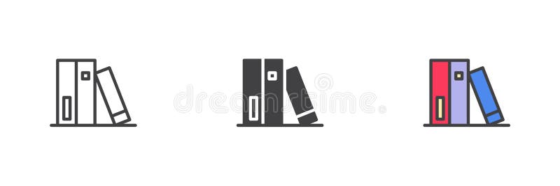 Binder Folder Icon Set in Line, Solid and Filled Outline Style Stock ...