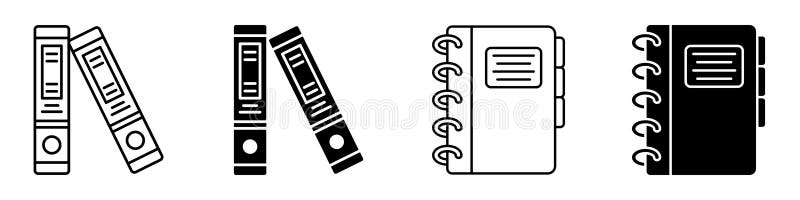 Binder Icons Versions Set in Black Flat and Line Style Stock Vector ...