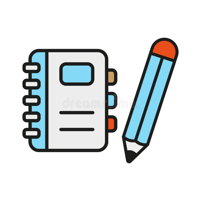 Binder Pencil Set Stationery Icon Vector Basic Design Stock Vector ...