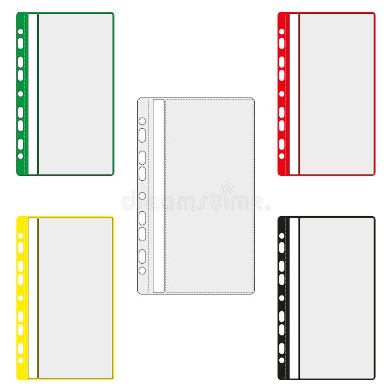 Binder Sheets Set. Multicolor Edge Detail. Hole Punch Pattern. Vector ...