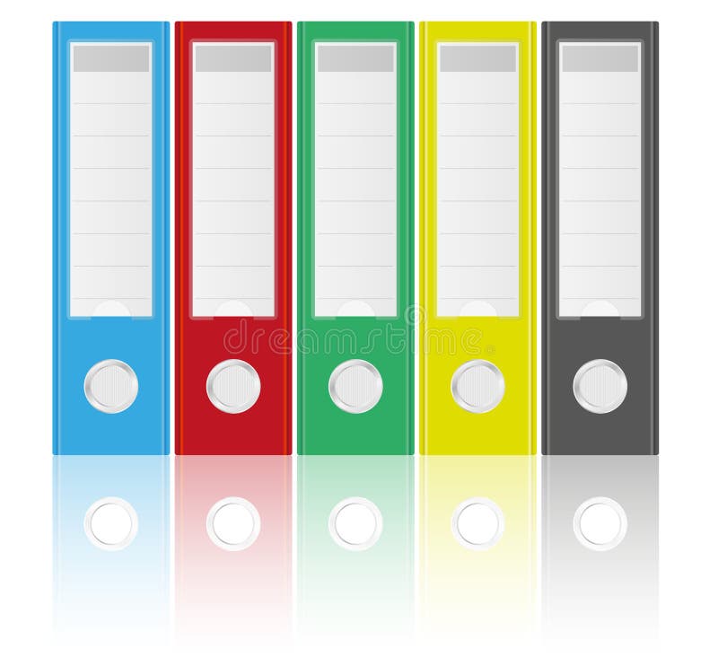 Seven Rainbow Color File Folders Isolated on White Stock Illustration ...