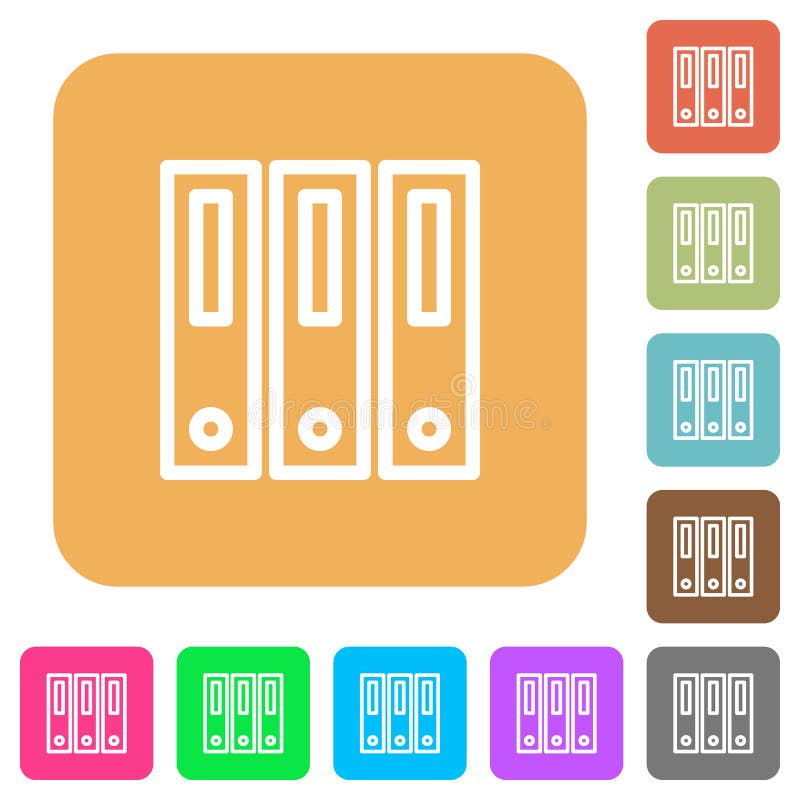 Binders Rounded Square Flat Icons Stock Vector - Illustration of ...
