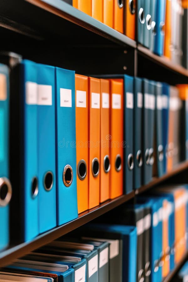 Binders on Shelf in Library Stock Image - Image of classroom, education ...
