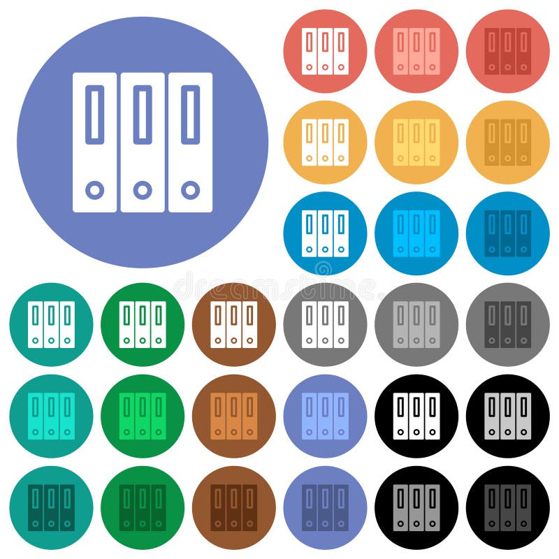 Binders Solid Round Flat Multi Colored Icons Stock Vector - Illustration of data, organization ...
