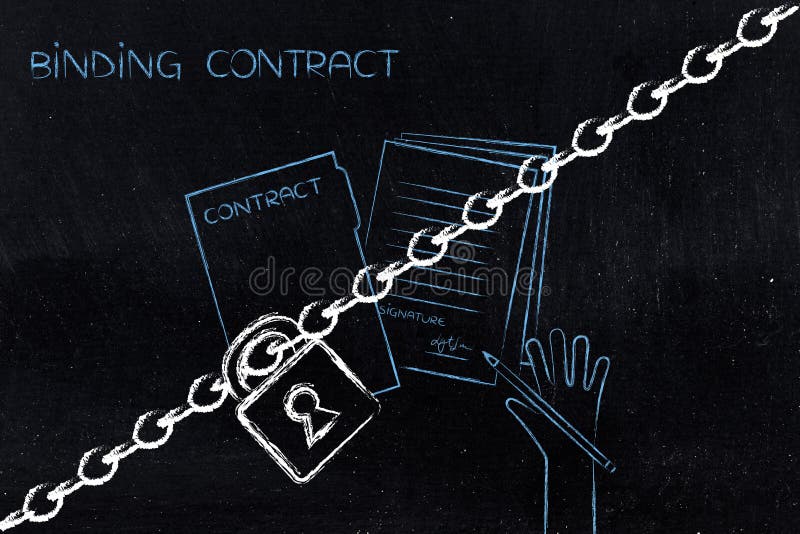 Binding Contract with Lock and Chain Stock Illustration - Illustration ...