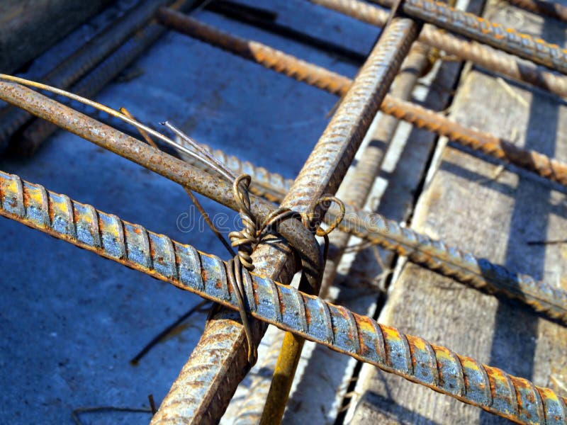 Binding Rebar before Concreting Stock Photo - Image of board, tools ...