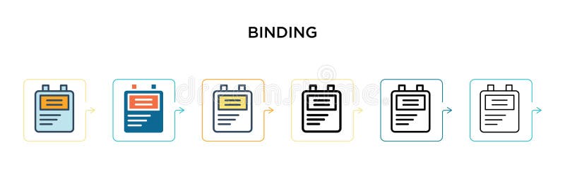 Binding Vector Icon in 6 Different Modern Styles. Black, Two Colored ...