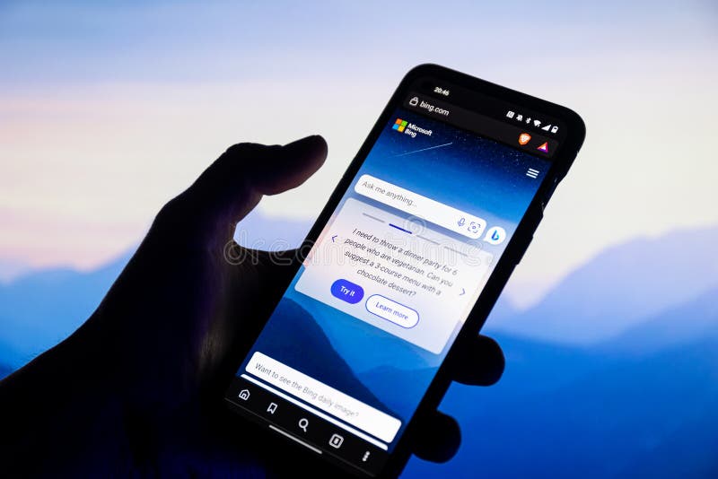 Bing on Screen. Microsoft Bing is New AI CHAT Bot Launched by Microsoft ...