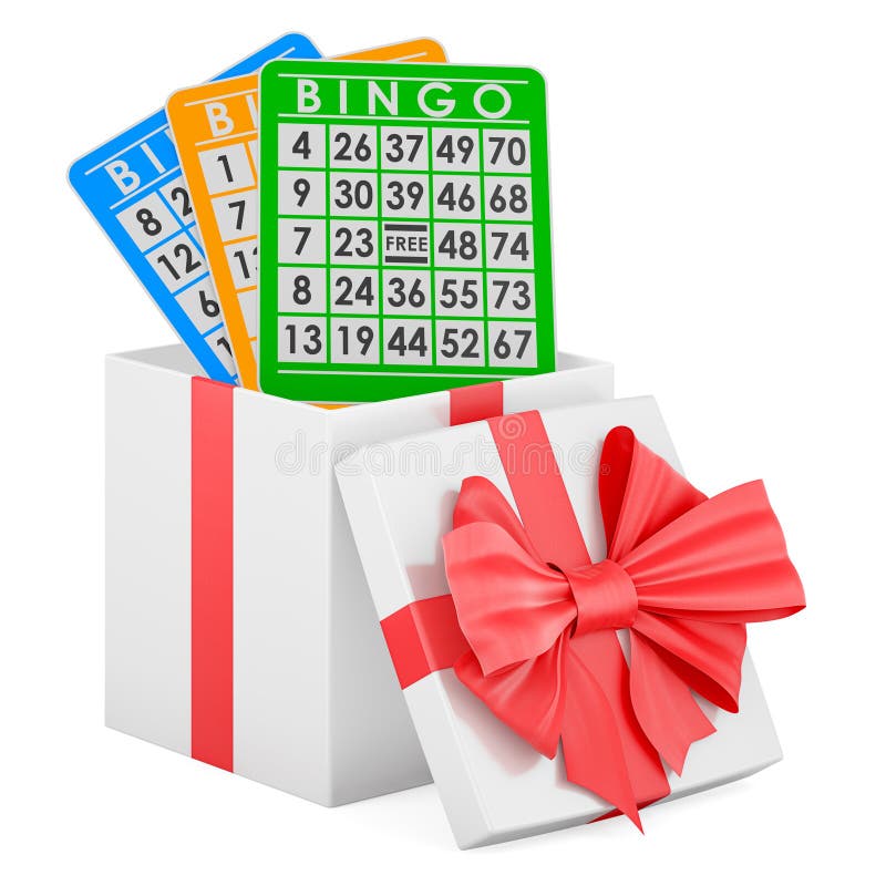 Bingo Cards Inside Gift Box, Present Concept. 3D Rendering Stock ...