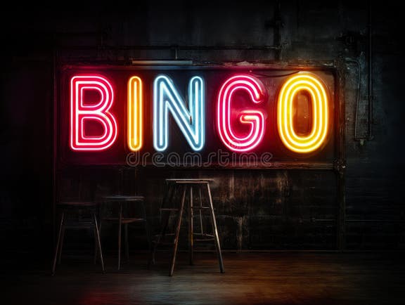 Bingo Night Neon Light on Black Wall Stock Illustration - Illustration ...