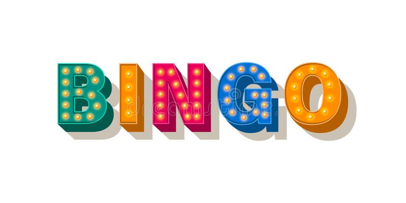 Bingo Typography Glowing Lettering in a Flat Design. Bingo Text Effect ...