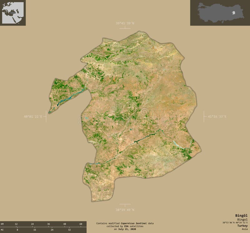 Bingol, Turkey - Composition. Sentinel-2 Satellite Stock Illustration ...