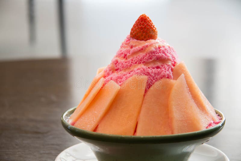 Bingsu with Strawberry and Melon Stock Photo - Image of bingsu, summer ...