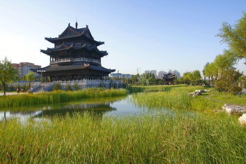 Binhe Park stock image. Image of building, tree, taiyuan - 15765147
