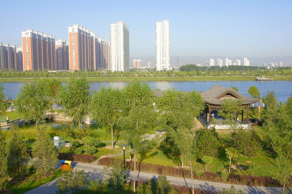 Binhe park stock image. Image of scenery, building, footpath - 15660801