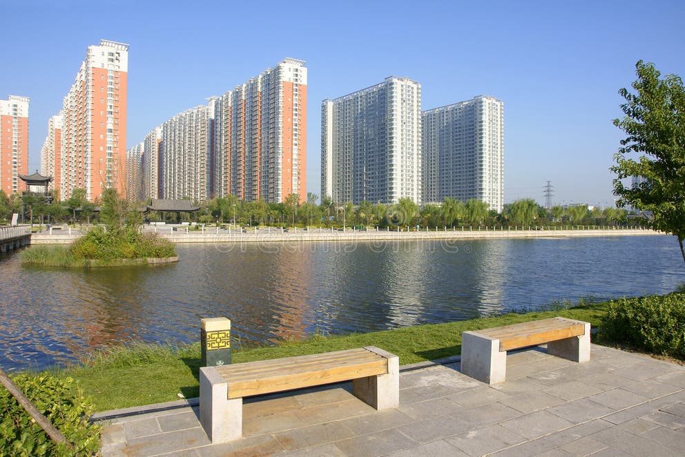 Binhe Park stock image. Image of stool, taiyuan, buildings - 15753009