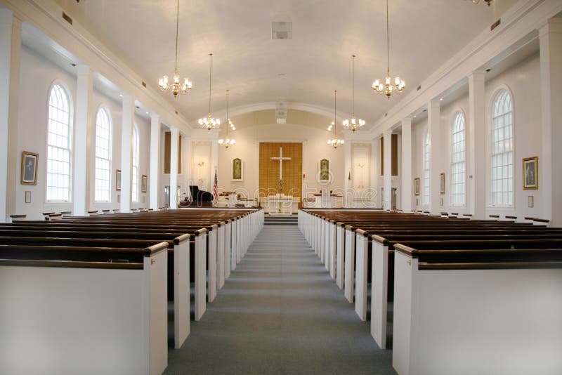 Christelijke Kerk Binnen Met Verlichting Stock Afbeelding - Image of ...