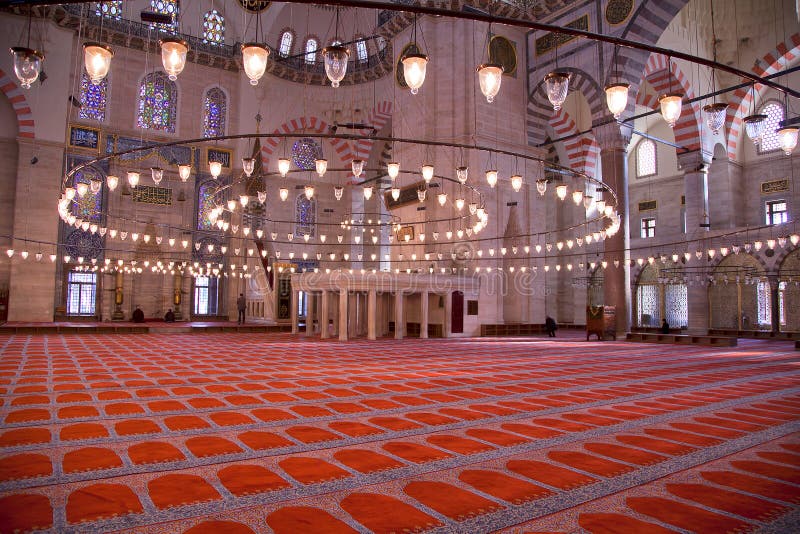 Binnen Moskee Suleymaniye stock foto. Image of bestemmingen - 19407152