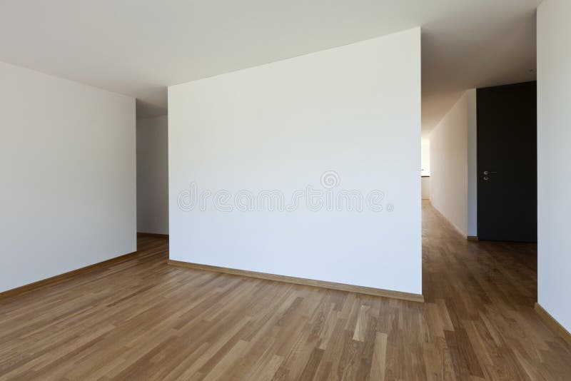 Binnenland Van Een Lege Ruimte, Een Woonkamer Een Grote Witte Muur Met ...