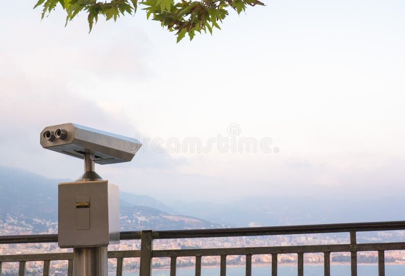 Binocular Against Observation Deck View Stock Photo - Image of scenic ...