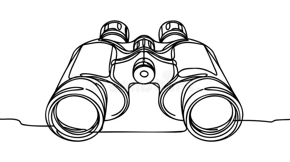 Binocular Continuous Single Line Drawing. Vector Illustration Stock ...