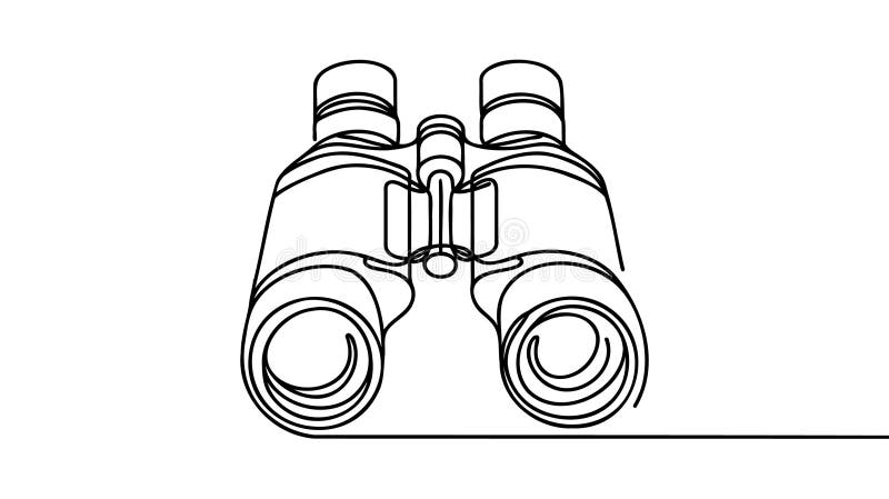 Binocular Continuous Single Line Drawing Stock Vector - Illustration of ...