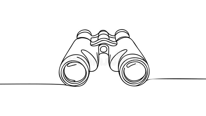 Binocular Continuous Single Line Drawing. Vector Illustration Stock ...