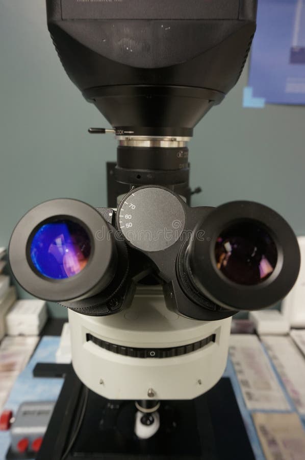 Binocular Microscope in a Research Laboratory Stock Photo - Image of ...
