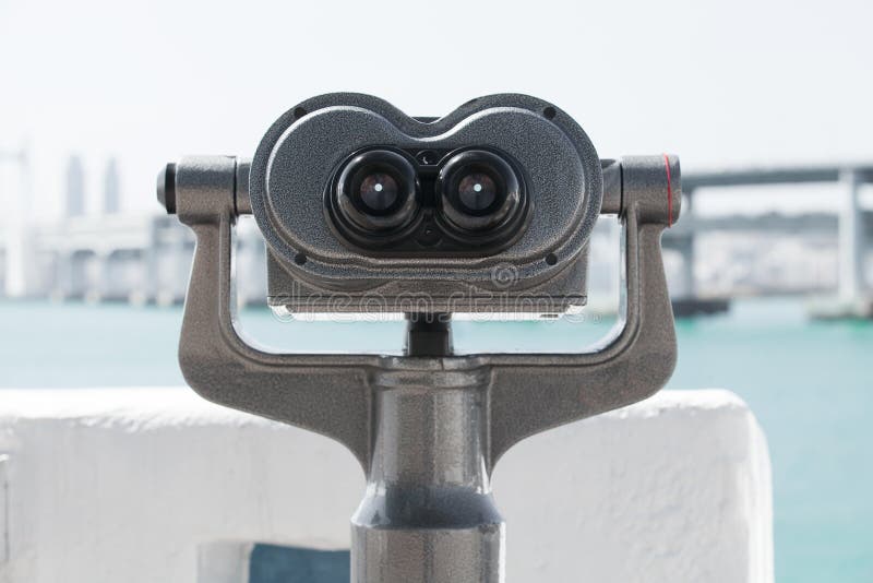 Binocular Telescope Front View Stock Photo - Image of metal, landmark ...