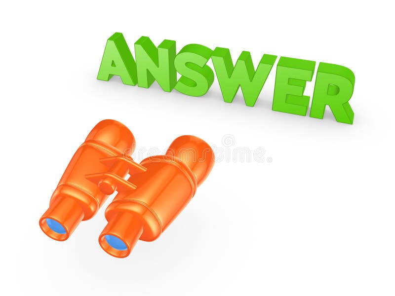 Binoculares and Word ANSWER. Stock Illustration - Illustration of ...