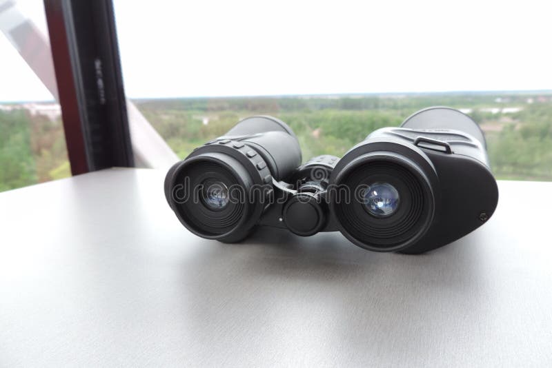 Binoculars Against the Background of a Panoramic View into the Distance ...
