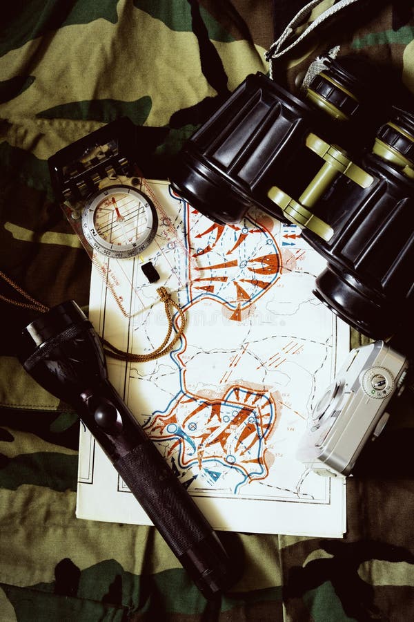 Binoculars and Compass stock image. Image of orientation - 82215265