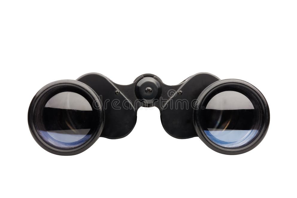 Binoculars Front View Isolated on White Stock Image - Image of observe ...