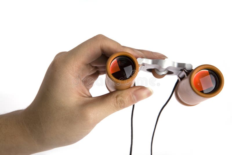 Binoculars in hand stock image. Image of magnifier, long - 7678135