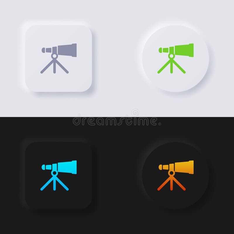 Binoculars Icon Set, Multicolor Neumorphism Button Soft UI Design ...