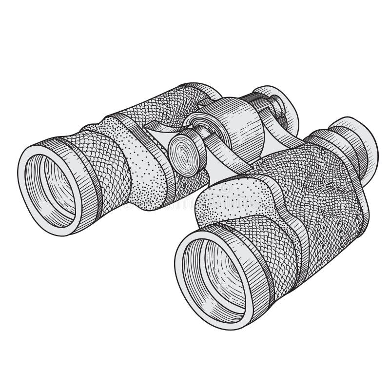 Binoculars with lenses stock vector. Illustration of instrument - 302886379