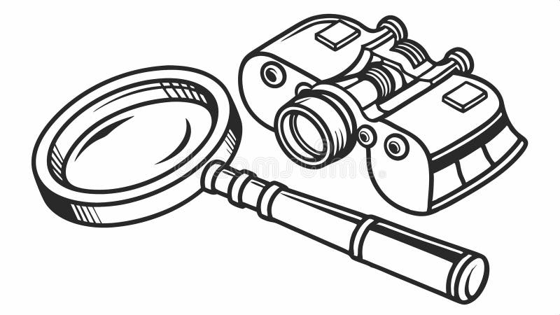 Binoculars and Magnifying Glass, Exploration and Observation Tools ...