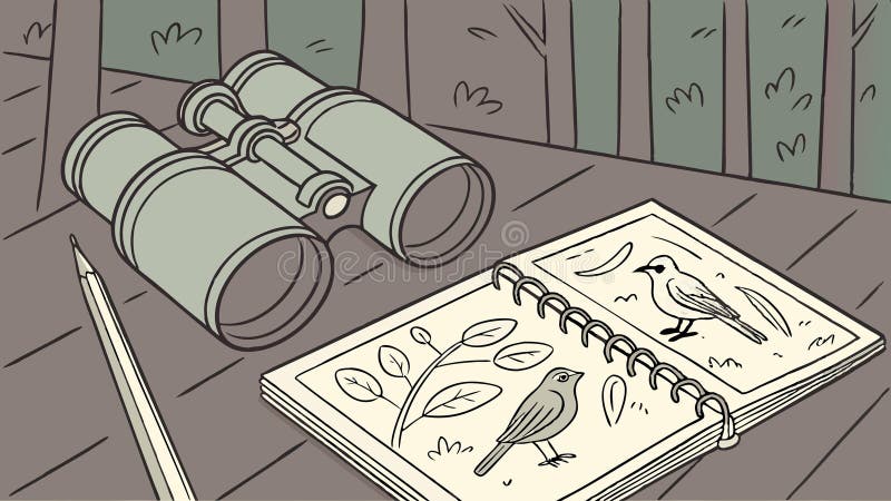 Binoculars and Notebook, Nature Observation, Bird Watching, Outdoor ...