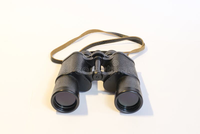 Black Binocular Isolated on a White Background, Side View. Equipment ...
