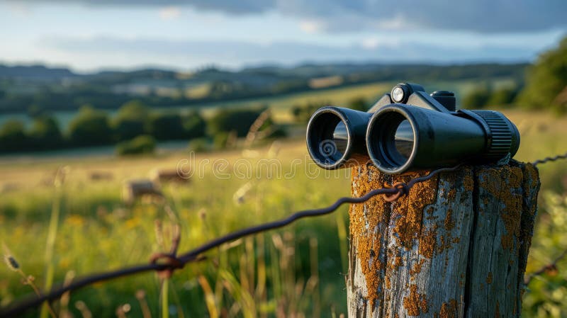 Binoculars Wooden Post Countryside Landscape Stock Photos - Free ...
