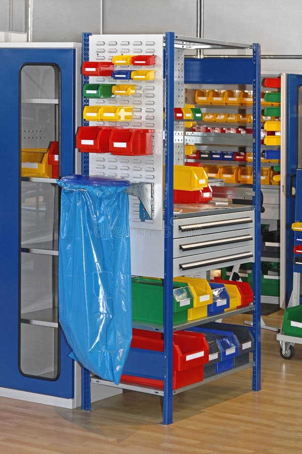 Warehouse bin trays stock image. Image of yellow, storehouse - 27789297