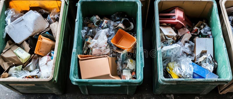 Bins with Various Recycling Materials Stock Image - Image of local ...